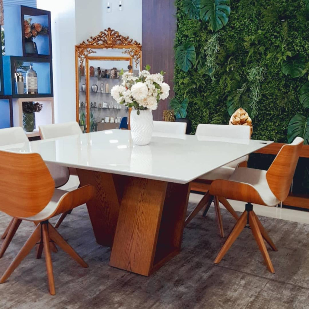 64008 Flora Base + ALICE Top 55"L x 55"W White Top Nogueira Base ...