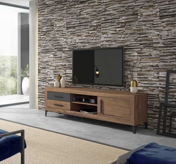 IBIZA TV Console 70"W Walnut/Grafito – Ambiente Moderno
