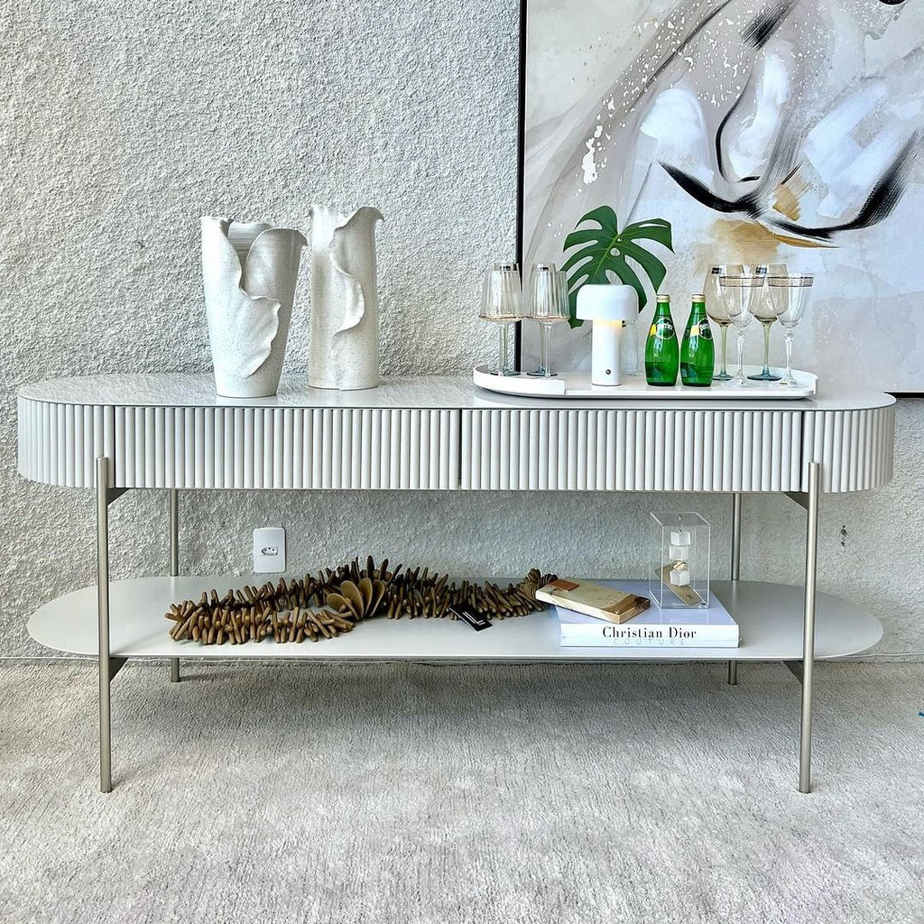 124302 LINE Sideboard 70.9" (1.8m) Off White/Champagne – Ambiente Moderno