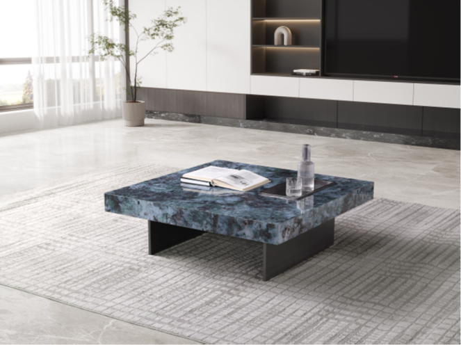S834# Coffee Table 39" x 39" x 13"H Sintered Stone Top/Metal Legs ...
