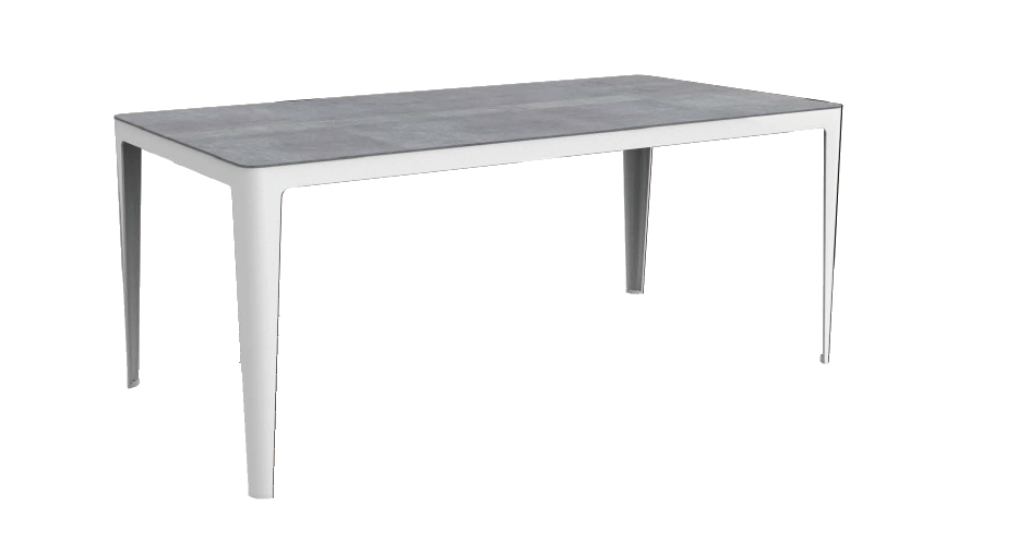 T193-1 Venus Dining Table 71"L x 35"W White Alum. Frame/8mm Grey Ceram ...