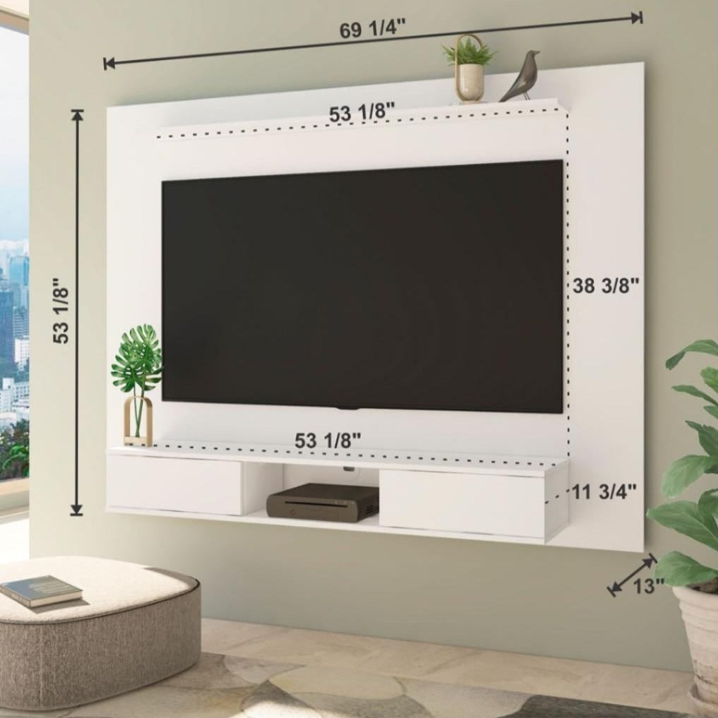 BATELI Wall Hanging TV Unit 70" w/LED UV High Gloss White – Ambiente ...
