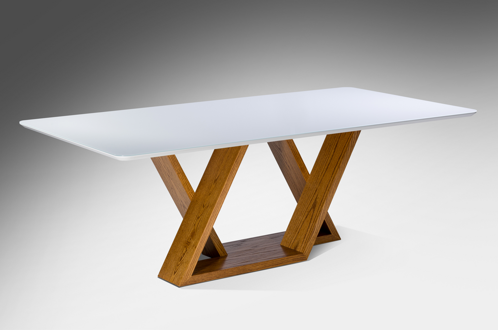 UMA - Livia Table Top 79"L x 39"W + Flora Base (Off White/Nogueira ...