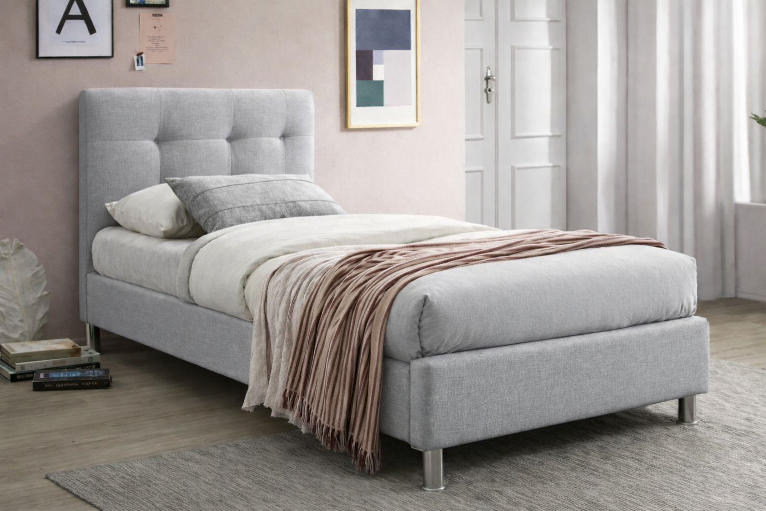 BBT-6502 Twin Bed H1217-14 Greyish Beige – Ambiente Moderno