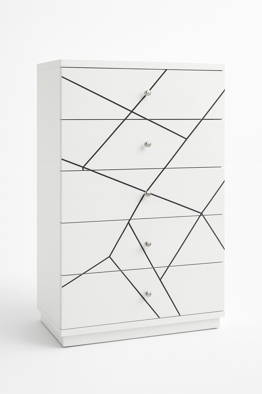 CB6215-C GEMMA Chest 4-dwrs White Finish w/Black Accent – Ambiente Moderno