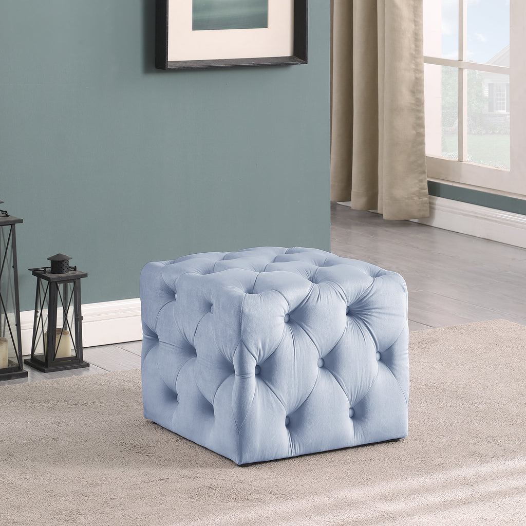 O-6288 Square Ottoman 18" x 18" x 16"Ht Blue Velvet – Ambiente Moderno
